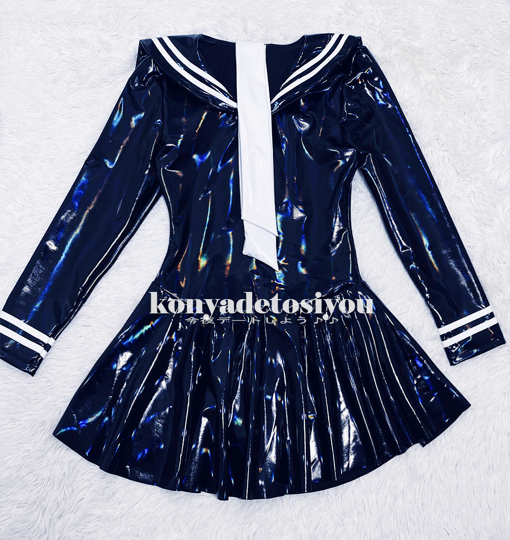 国内発送 Q16黒EXL 超光沢PVCラバー製 可愛いセーラー風ワンピース コスプレ JK 学生制服 仮装 キャバ嬢 変装 イベント コスチューム(学生服)｜売買されたオークション情報 ...