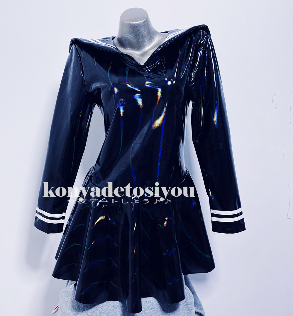 国内発送 Q16黒EXL 超光沢PVCラバー製 可愛いセーラー風ワンピース コスプレ JK 学生制服 仮装 キャバ嬢 変装 イベント コスチューム(学生服)｜売買されたオークション情報 ...
