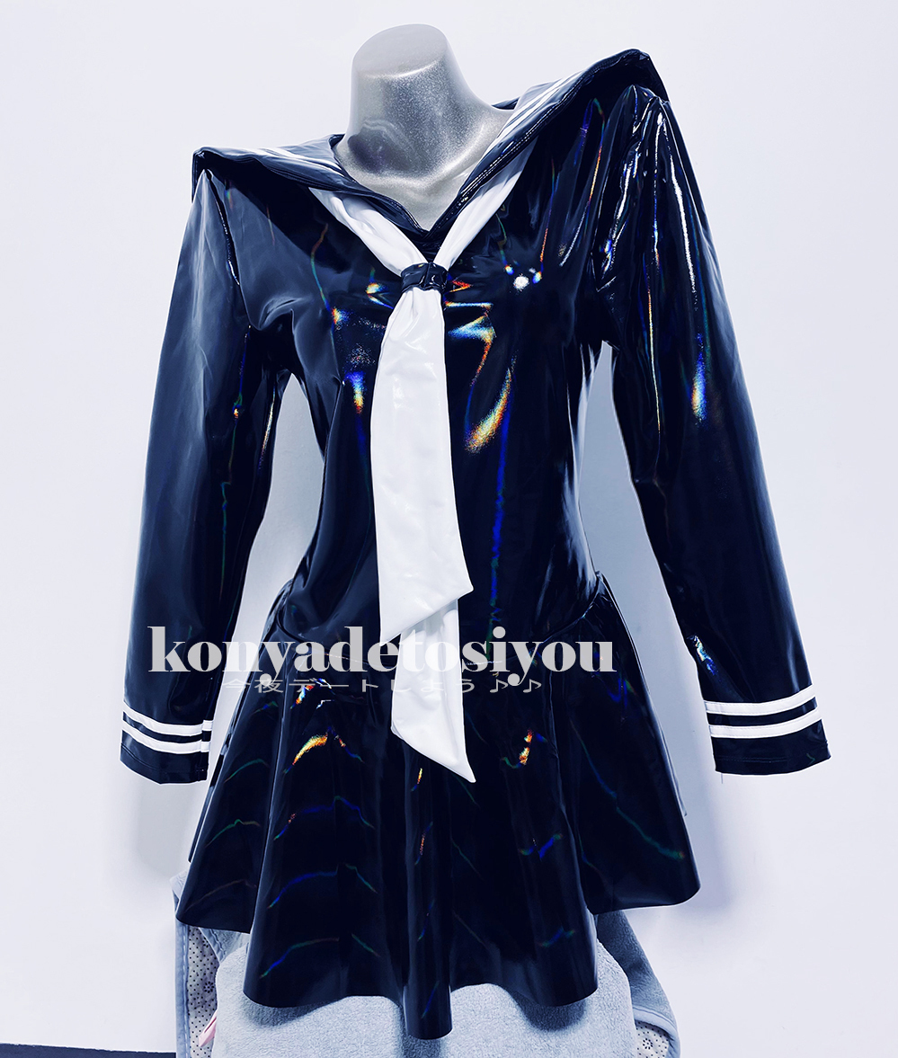 国内発送 Q16黒EXL 超光沢PVCラバー製 可愛いセーラー風ワンピース コスプレ JK 学生制服 仮装 キャバ嬢 変装 イベント コスチューム(学生服)｜売買されたオークション情報 ...