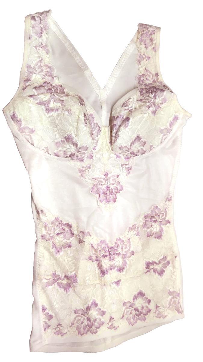 日本代購代標第一品牌【樂淘letao】－SI6691-2 新品 ボディシェイパー 肩から前レース ウエストから下レース 花柄 C80L シルクベージュ 送料350円