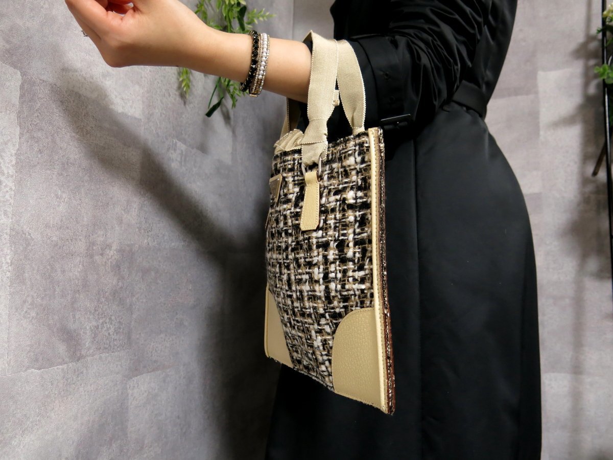 Yahoo!オークション - 超美品 PRADA プラダ ツイード カーフ Yahoo!オークション - 超美品 PRADA プラダ ツイード カーフ