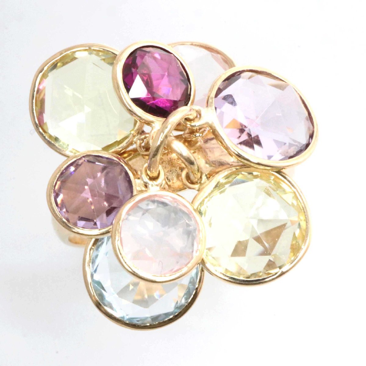 Yahoo!オークション - 【DJ】K18YG マルチカラーストーン リング 約11....