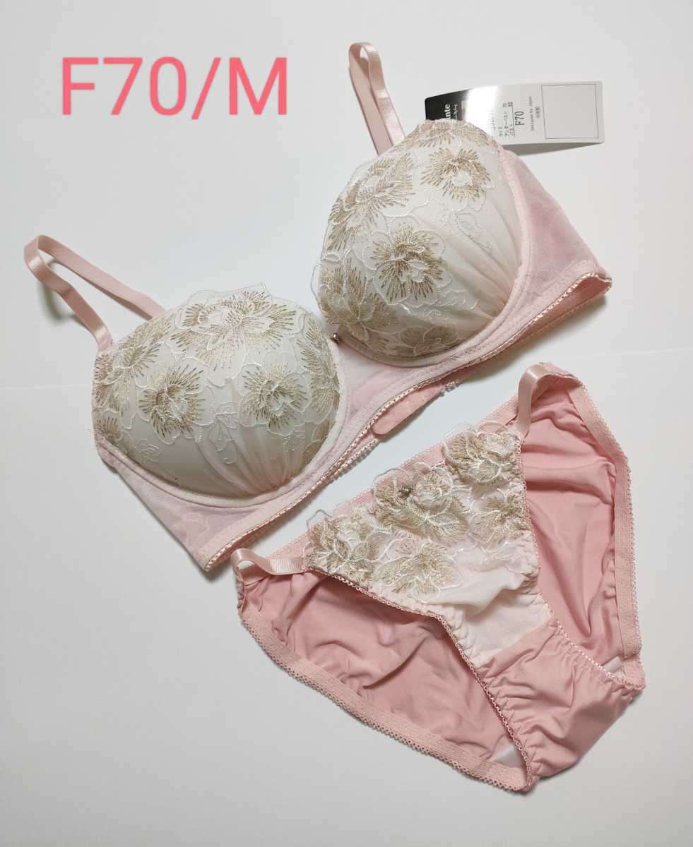 Yahoo!オークション - 【F70/M】ブラジャーショーツセット フラワー刺...