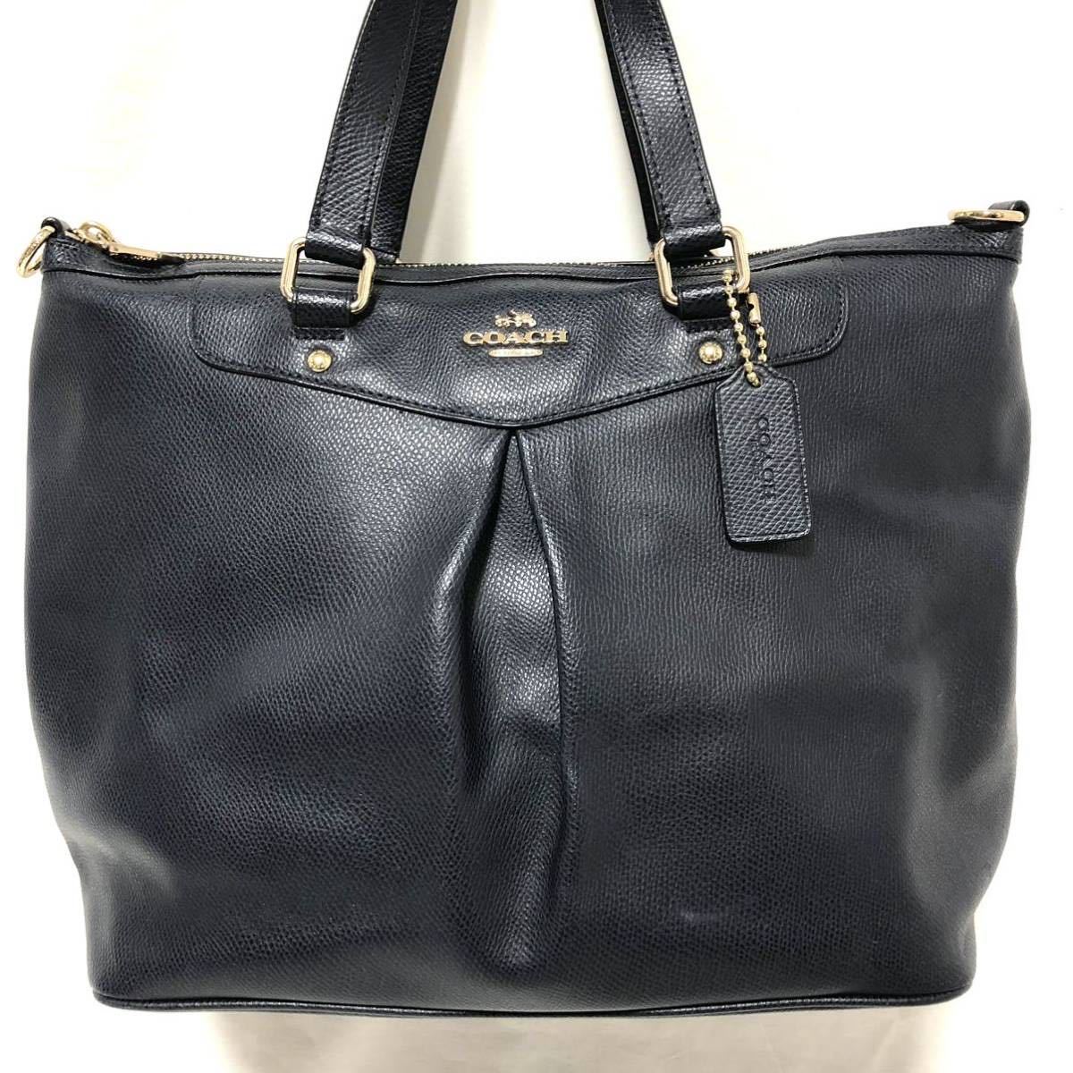 20 COACH A4入るトートバッグ 肩掛けショルダーバッグ レザー紺色 ブリーフケース コーチメンズレディース カバン鞄バックJ(トートバッグ)｜売買されたオークション情報、yahooの ...