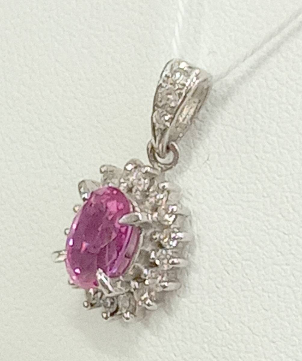 Yahoo!オークション - Pt900 天然ピンクサファイア 0.97ct ダイヤ 0.28...