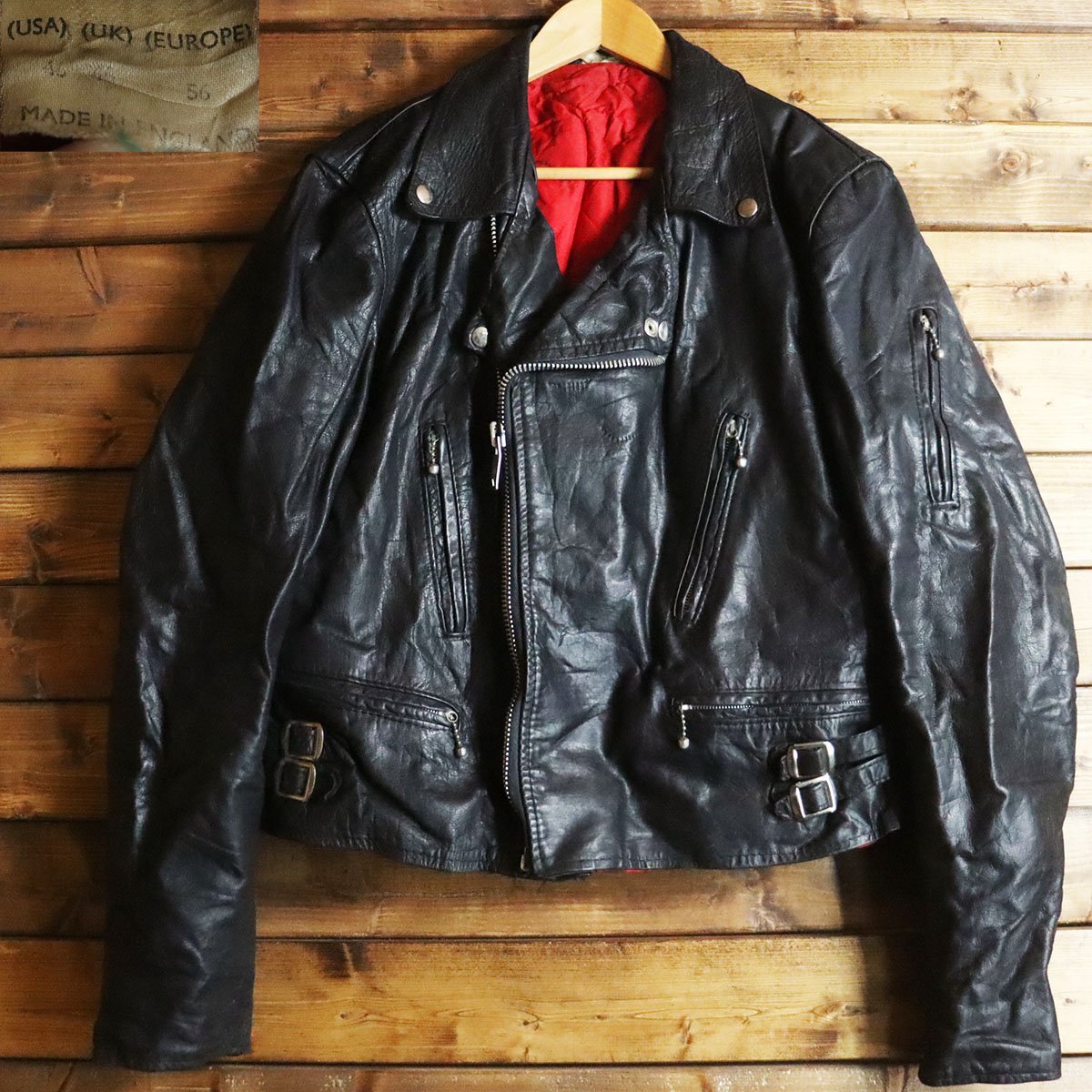 Yahoo!オークション - B6T/T1.3-3 イギリス製 ダブルライダース 本革 ...