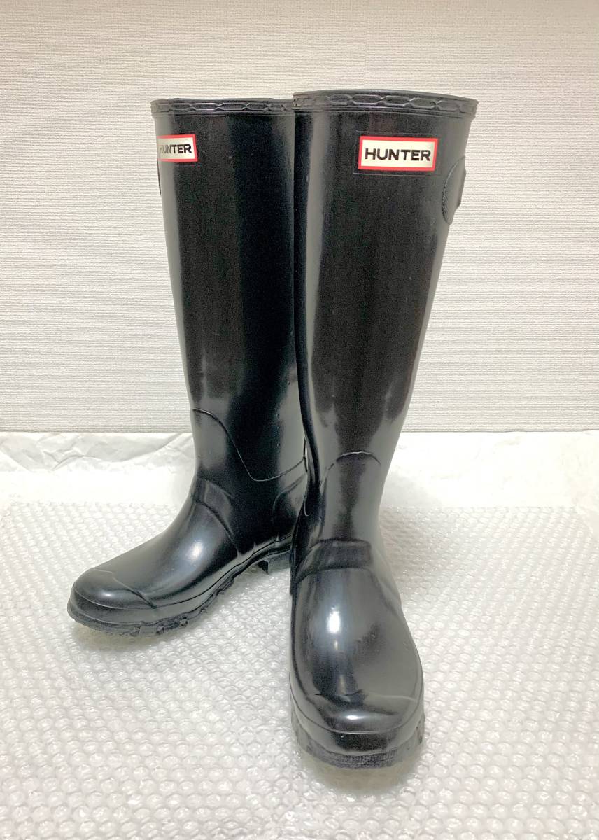 Yahoo!オークション - 23cm UK4 HUNTER レインブーツ ロング ブラック ...