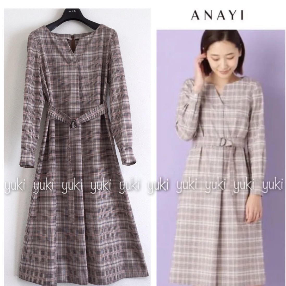 Yahoo!オークション - ANAYI チェックスキッパー ワンピース 38