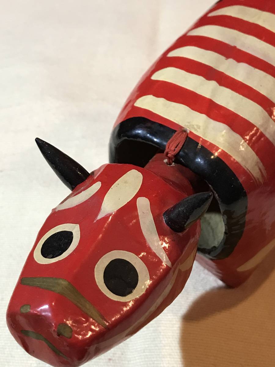 Yahoo!オークション - A5294 レトロ 郷土人形 赤べこ 3体セット 大中...