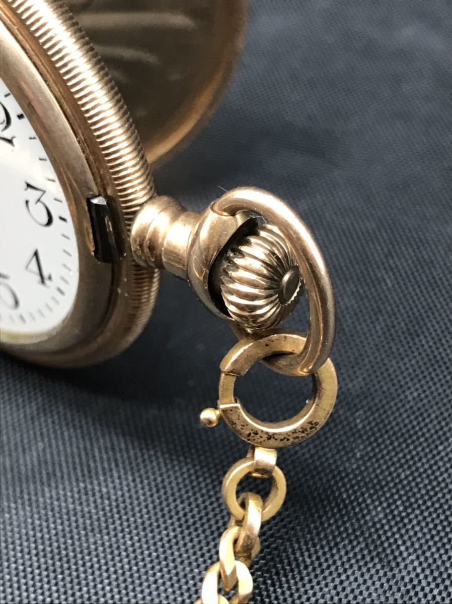 稼働品 Waltham ウォルサム 懐中時計 手巻き 15石 20years C W C Co Planet Trade Mark 風防 時針
