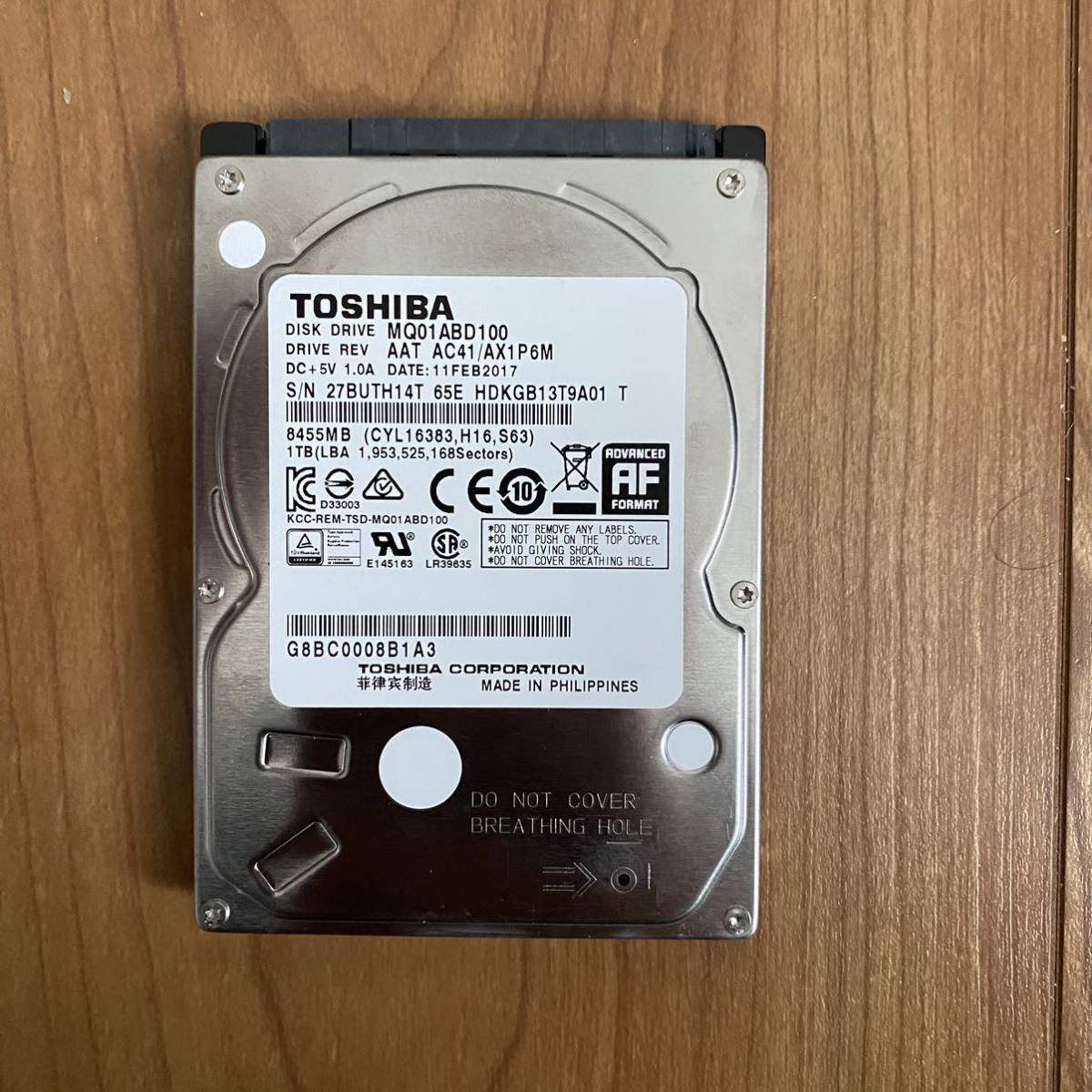 Yahoo!オークション - TOSHIBA MQ01ABD100 HDD 1027時間