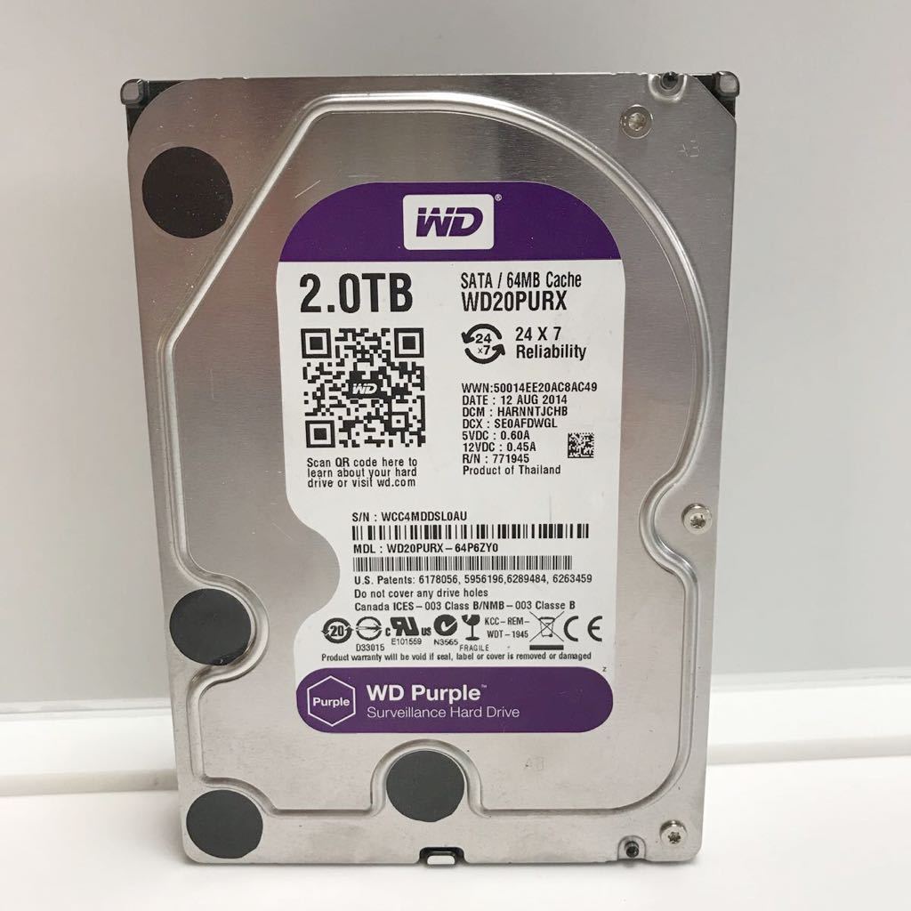 WD Purple HDD WD20PURX-64P6ZY0 2TB 正常 ハードディスク ウエスタンデジタル Western Digital WD Purple(2TB～)｜売買された ...