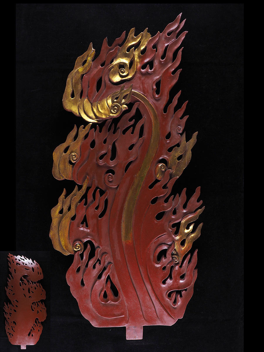 Yahoo!オークション - cp04_旧家初出 時代 木彫 彩色 不動明王像 迦楼...