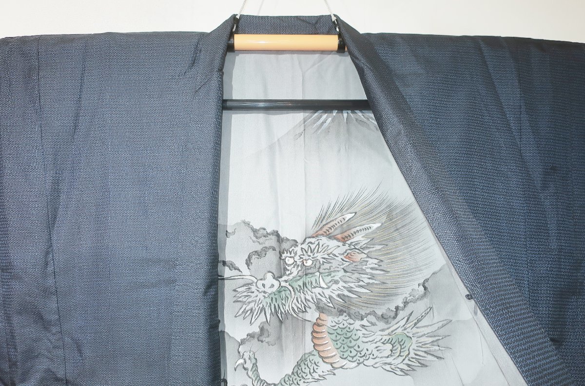 Yahoo!オークション - 壱木0767 本絹泥藍大島紬男着物羽織 裄76丈156К...