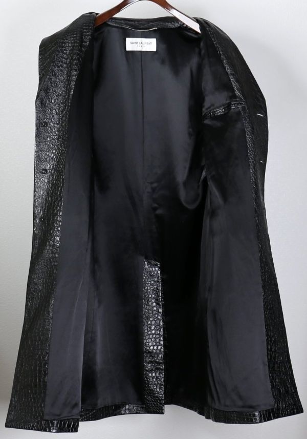 代購代標第一品牌－樂淘letao－15AW SAINT LAURENT PARIS by Hedi Sliman サンローランパリ クロコ エンボス カーフ レザー コート 56 b6451