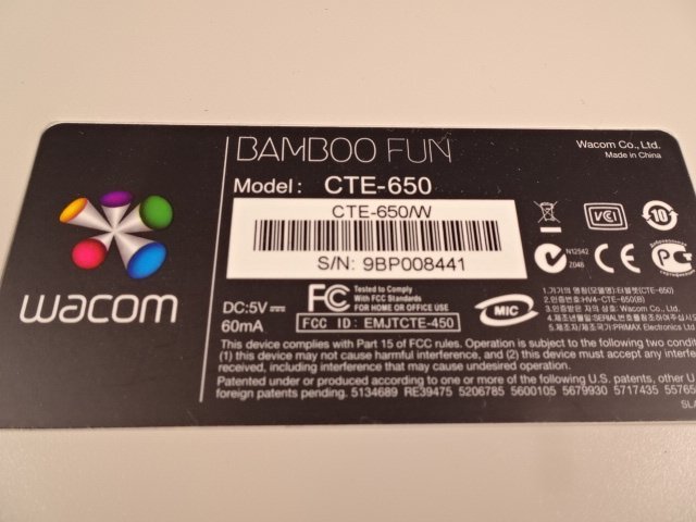Yahoo!オークション - Wacom BAMBOO FUN CTE-650 ペンタブレット・マウ...