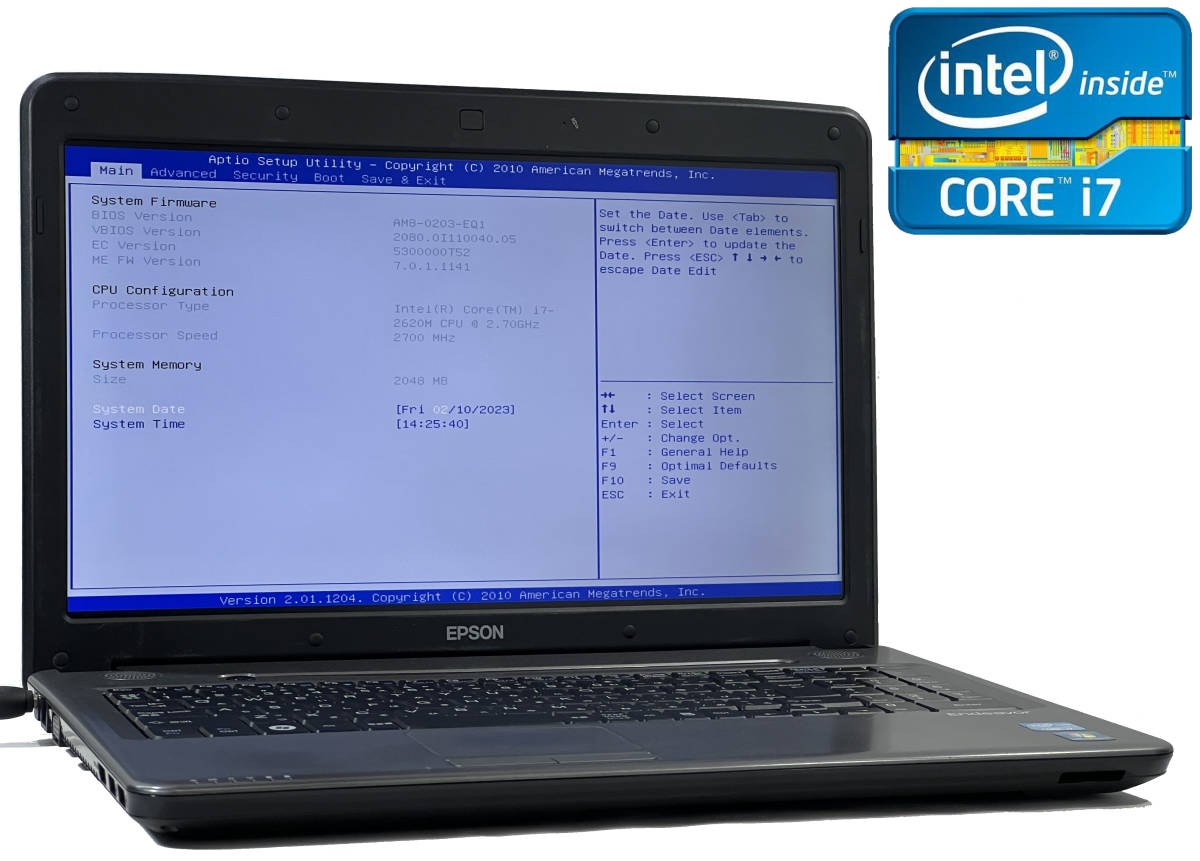 Core i7/第2世代/BIOS起動/パーツ取り EPSON Endeavor NJ3500 Core i7-2620M RAM 2GB HDD 無 ノートPC W02-0210(エプソン ...