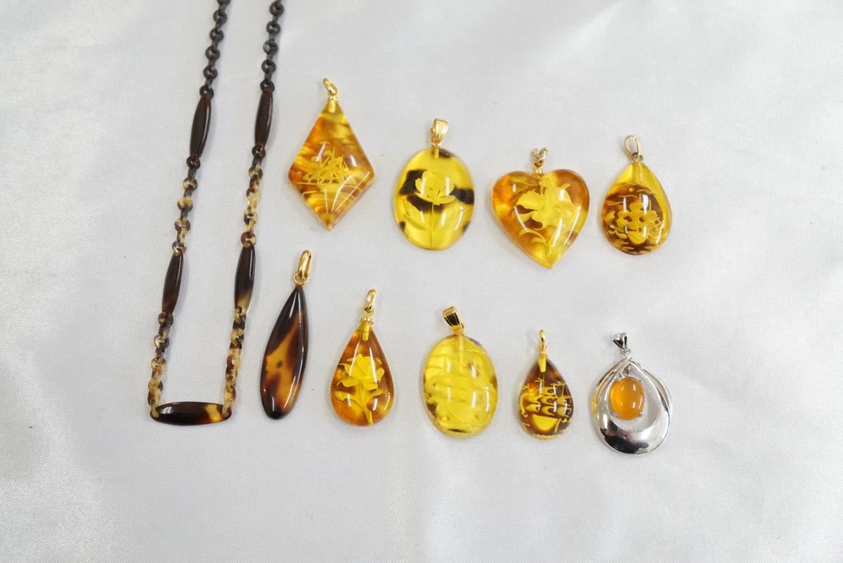 Yahoo!オークション - B394 本鼈甲 べっ甲 ヴィンテージ ネックレス ペ...