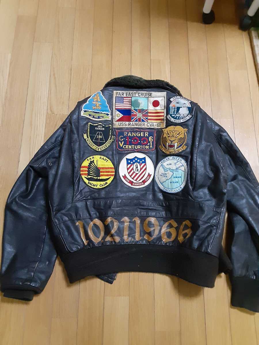 SCHOTT G-1 フライトジャケット サイズ42 パッチカスタム トップ SCHOTT G-1 フライトジャケット サイズ42 パッチカスタム トップ