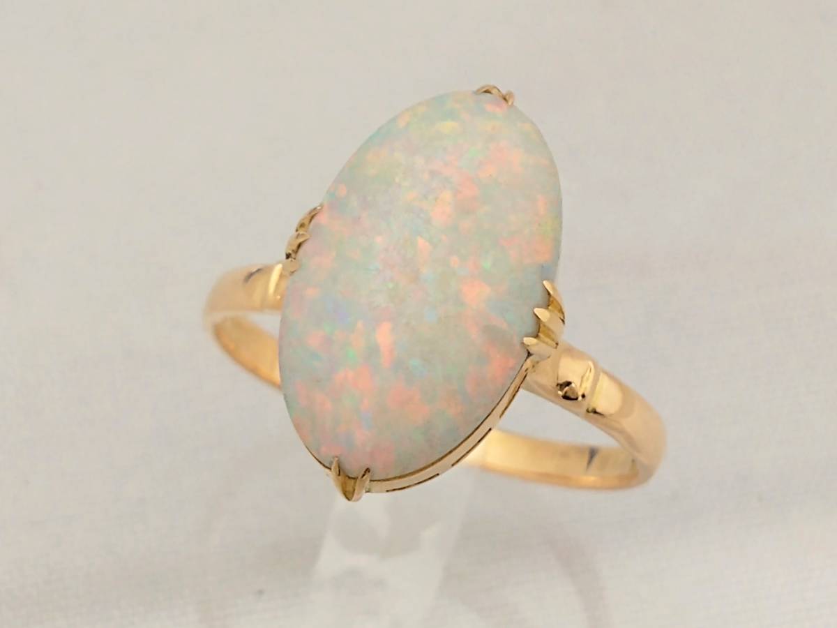 Yahoo!オークション - 【鑑別カード付】K18／＃14／天然ホワイトオパー...