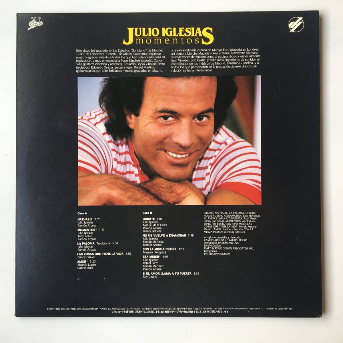 230119 Julio Iglesias - Momentos/フリオ イグレシアス 愛の瞬間/283P-400/Nathalie Quijote/12inch LP アナログ盤(J)｜売買 ...
