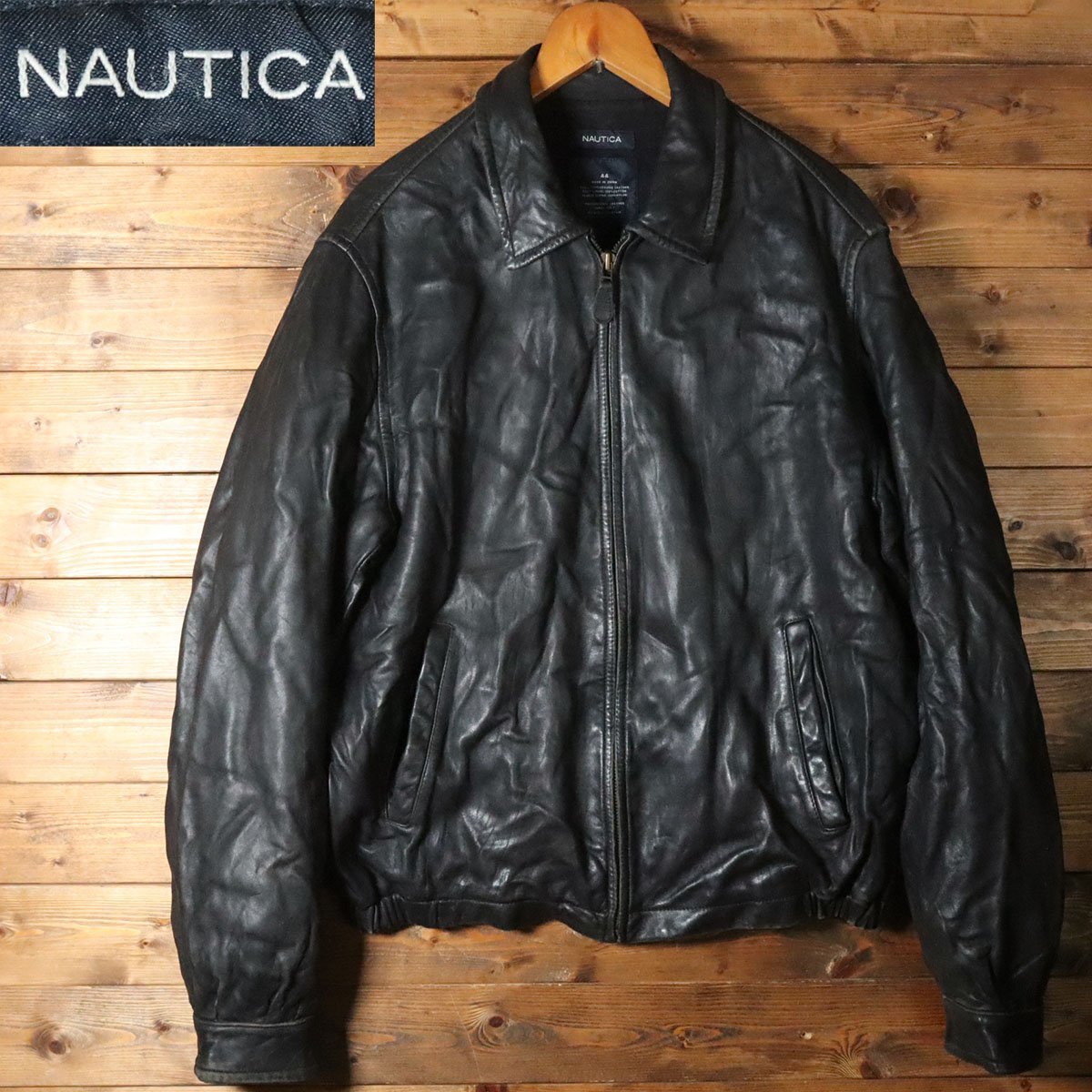 Yahoo!オークション - F3S/s1.27-1 NAUTICA ノーティカ 本革 レザージ...