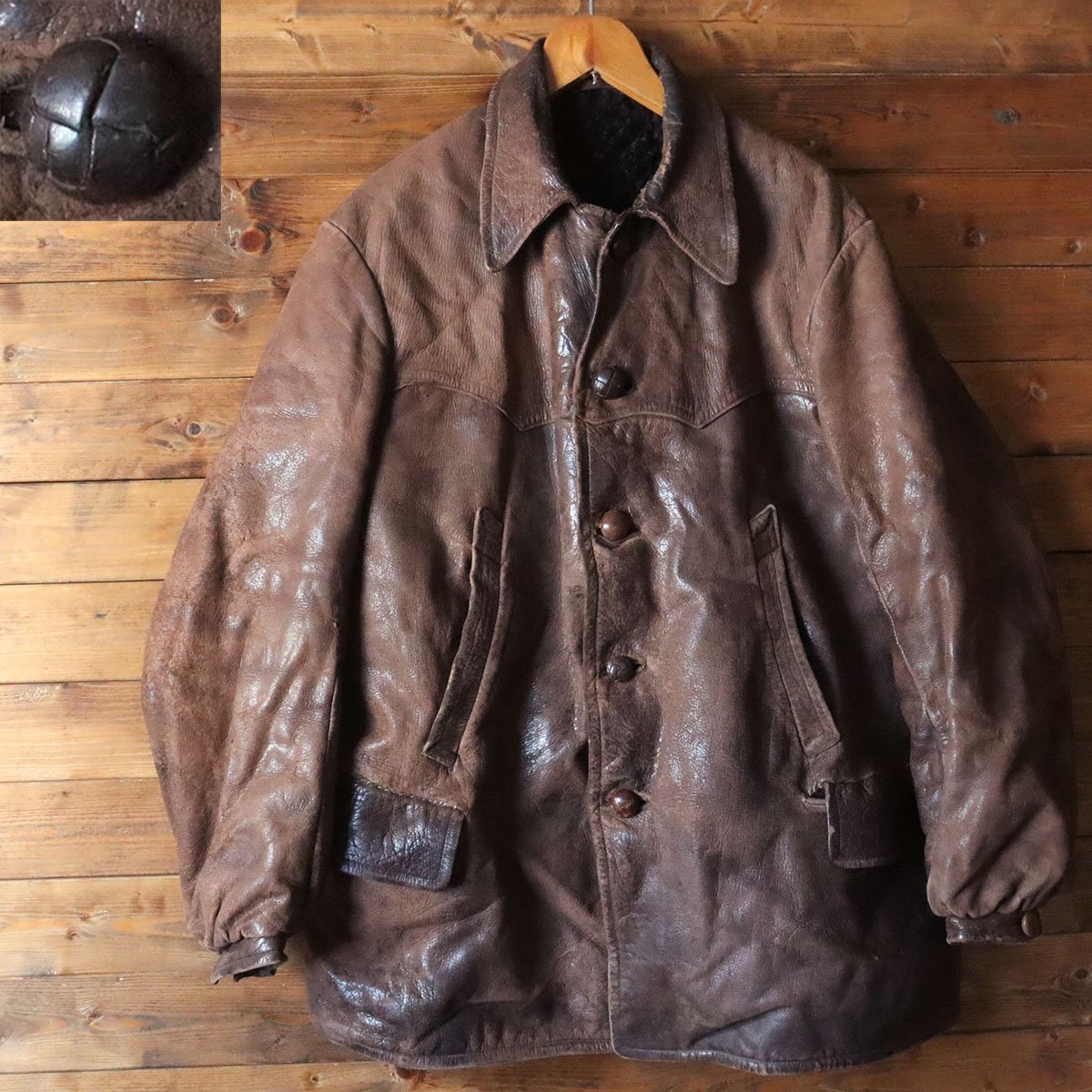 Yahoo!オークション - A1M/S2.14-3 ~40s ユーロビンテージ 本革 レザー...