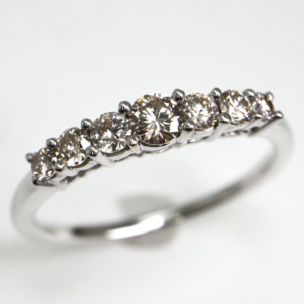 Yahoo!オークション - 〈天然ダイヤモンド一文字リング〉0.44ct K18WG ...