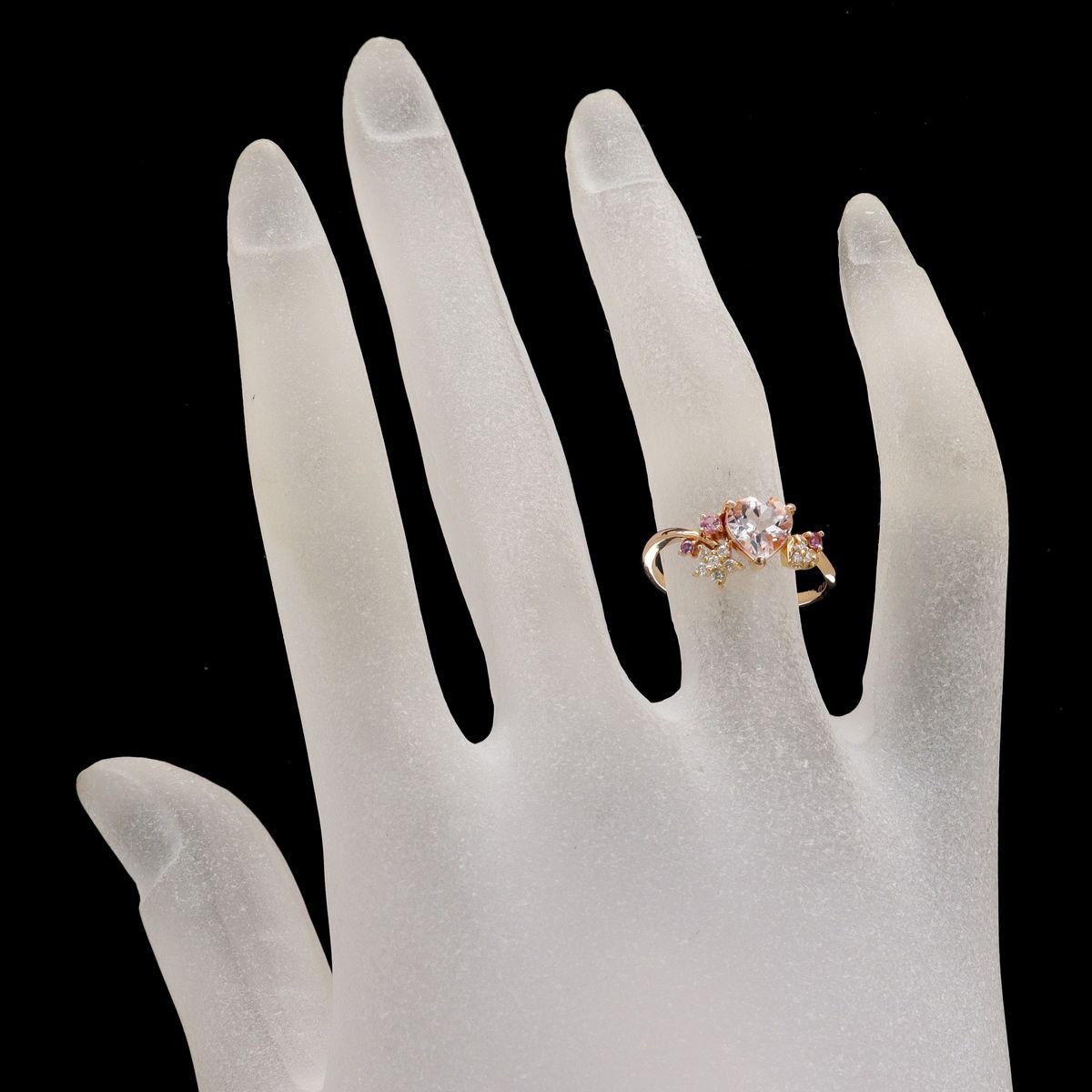 Yahoo!オークション - 可憐で煌びやか K18PG モルガナイト ダイヤモン...