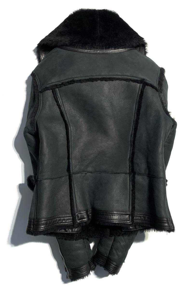 代購代標第一品牌－樂淘letao－最高級【定価6万】Haruf ハルフ ムートン ライダースジャケット M 羊毛皮 ボア レディース 保温性抜群 最強アウター 黒 ブラック 羊革