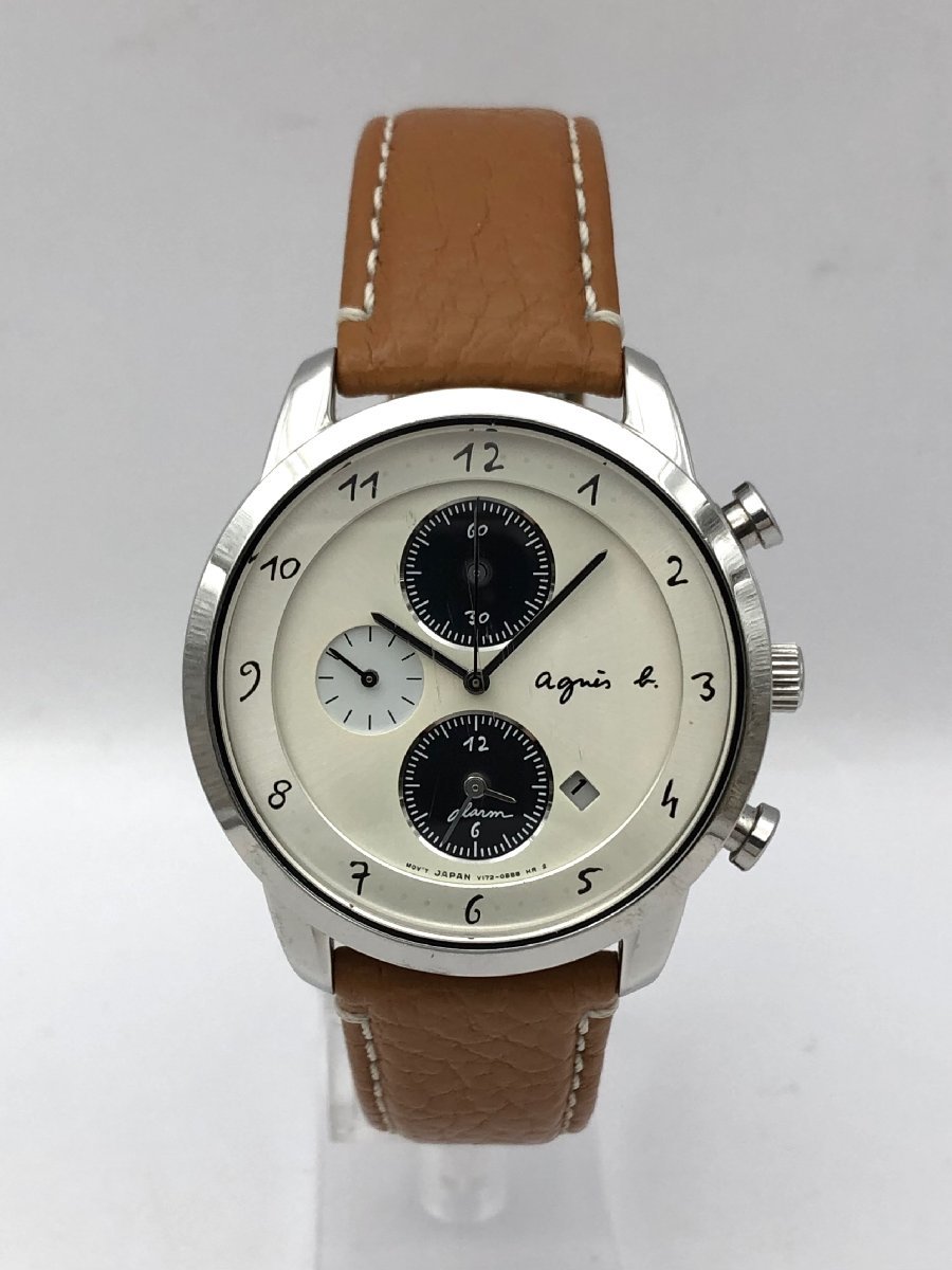 代購代標第一品牌－樂淘letao－agnes b./アニエスベー/V172-0AW0/クロノグラフ/デイト/シルバーカラー/ソーラー/メンズ腕時計/稼動品/ジャンク/T116