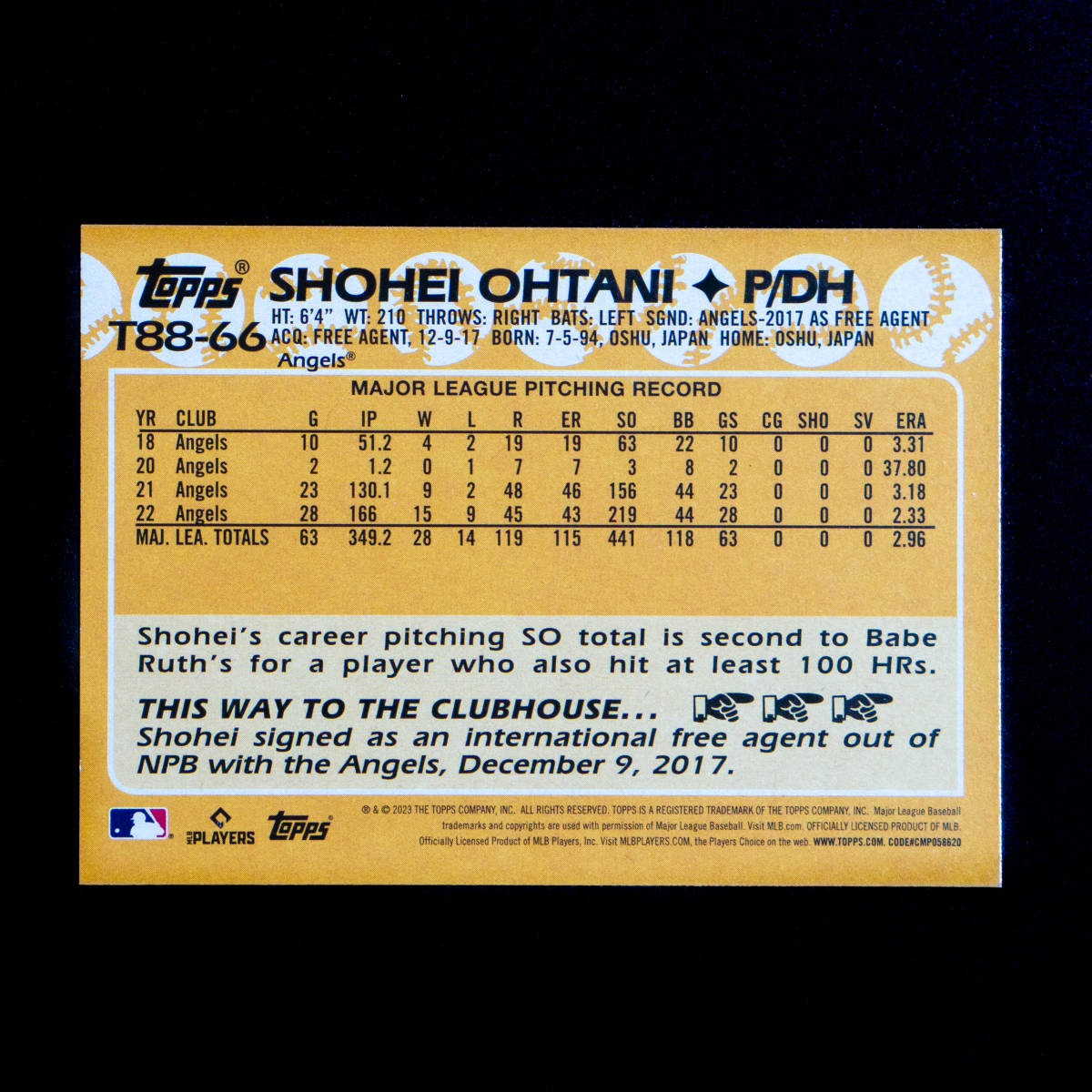 Yahoo!オークション - 大谷翔平 2023 Topps インサートカード No.T88-6...