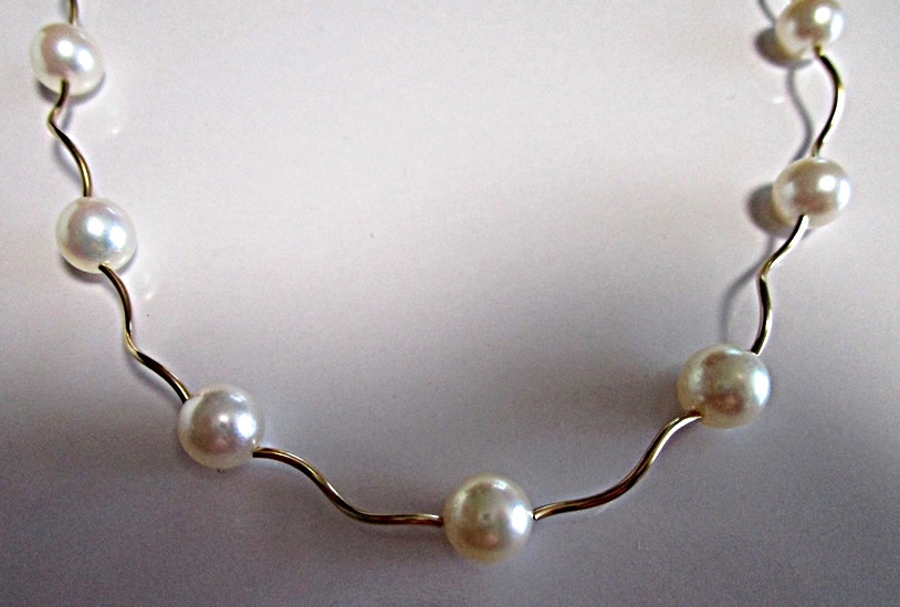 Yahoo!オークション - 【 M 】14kgf あこや真珠パイプネックレス