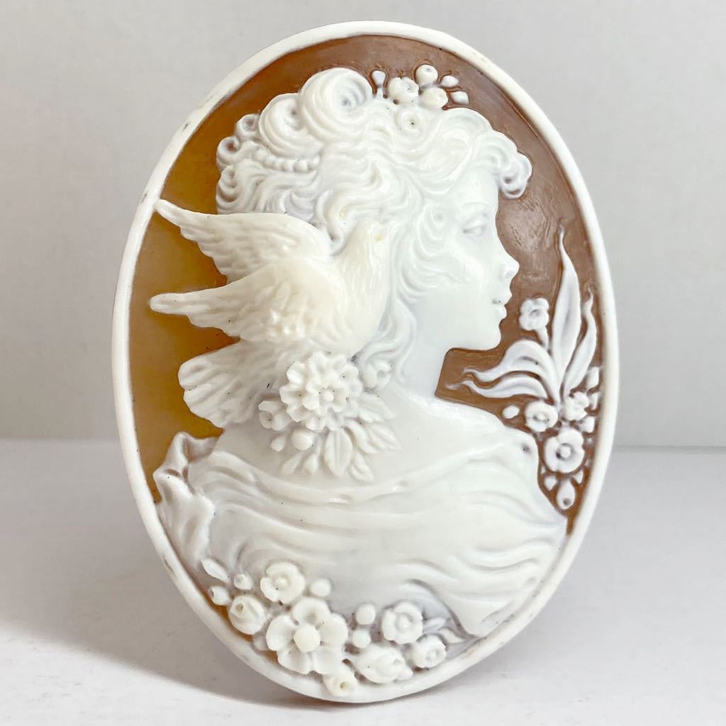 Yahoo!オークション - [シェルカメオ14g]m 70ct 59.6×45.0mm 花 貴...