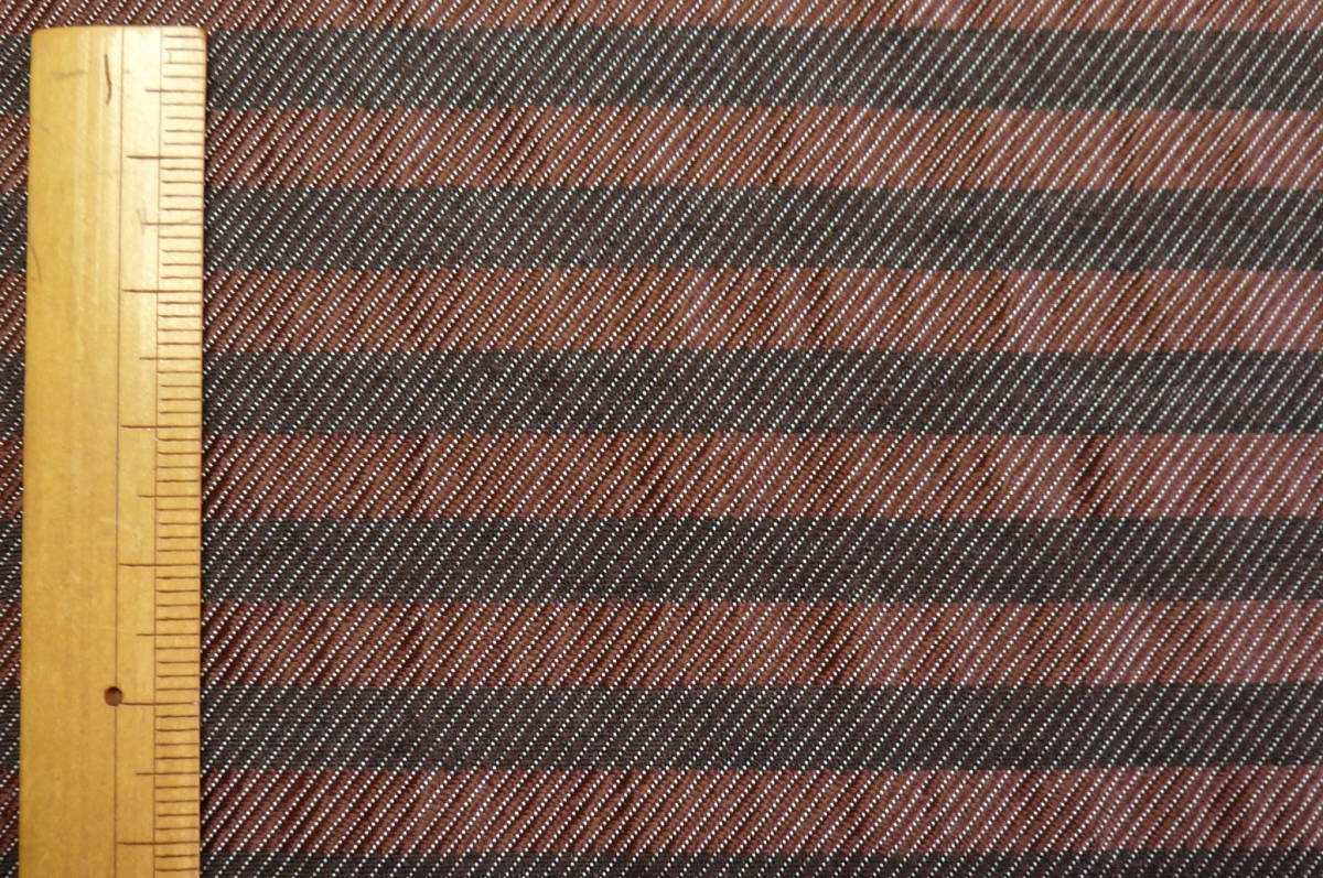 Yahoo!オークション - a769・綿混・こげ茶系4m・ボーダー・霜降・微ワ...