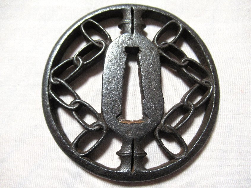 Yahoo!オークション - 【鉄地堅丸形 透かし鍔 鎖の図】3176