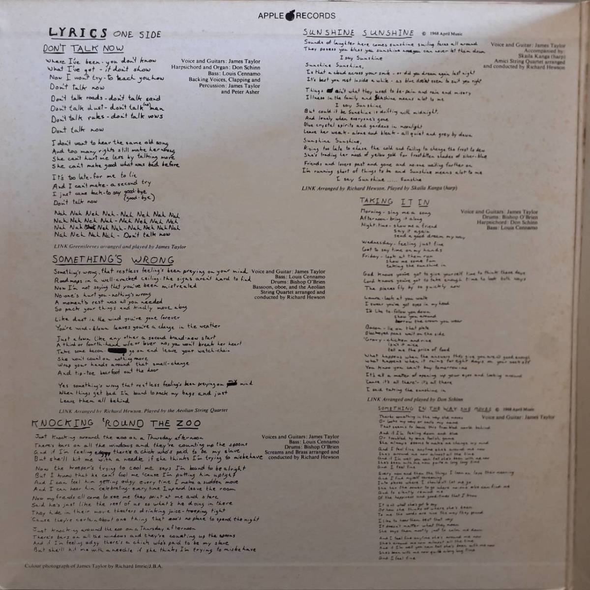 Yahooオークション 日本apple盤lp James Taylor St 1st アルバム