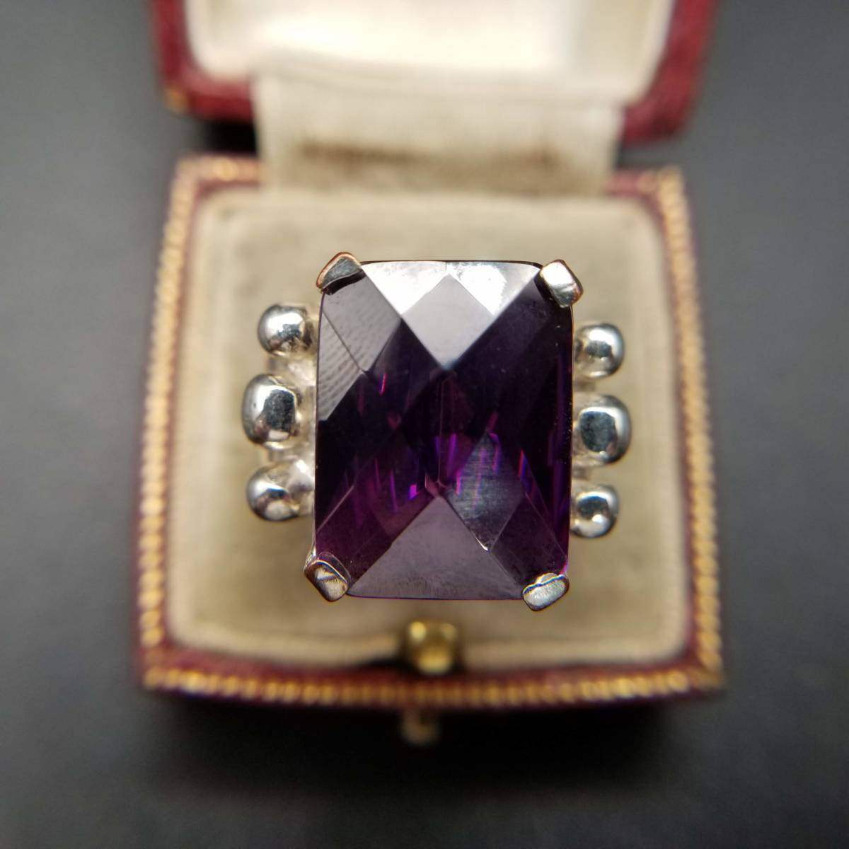 Yahoo!オークション - パープルストーン スクエア インパクト ビンテー...