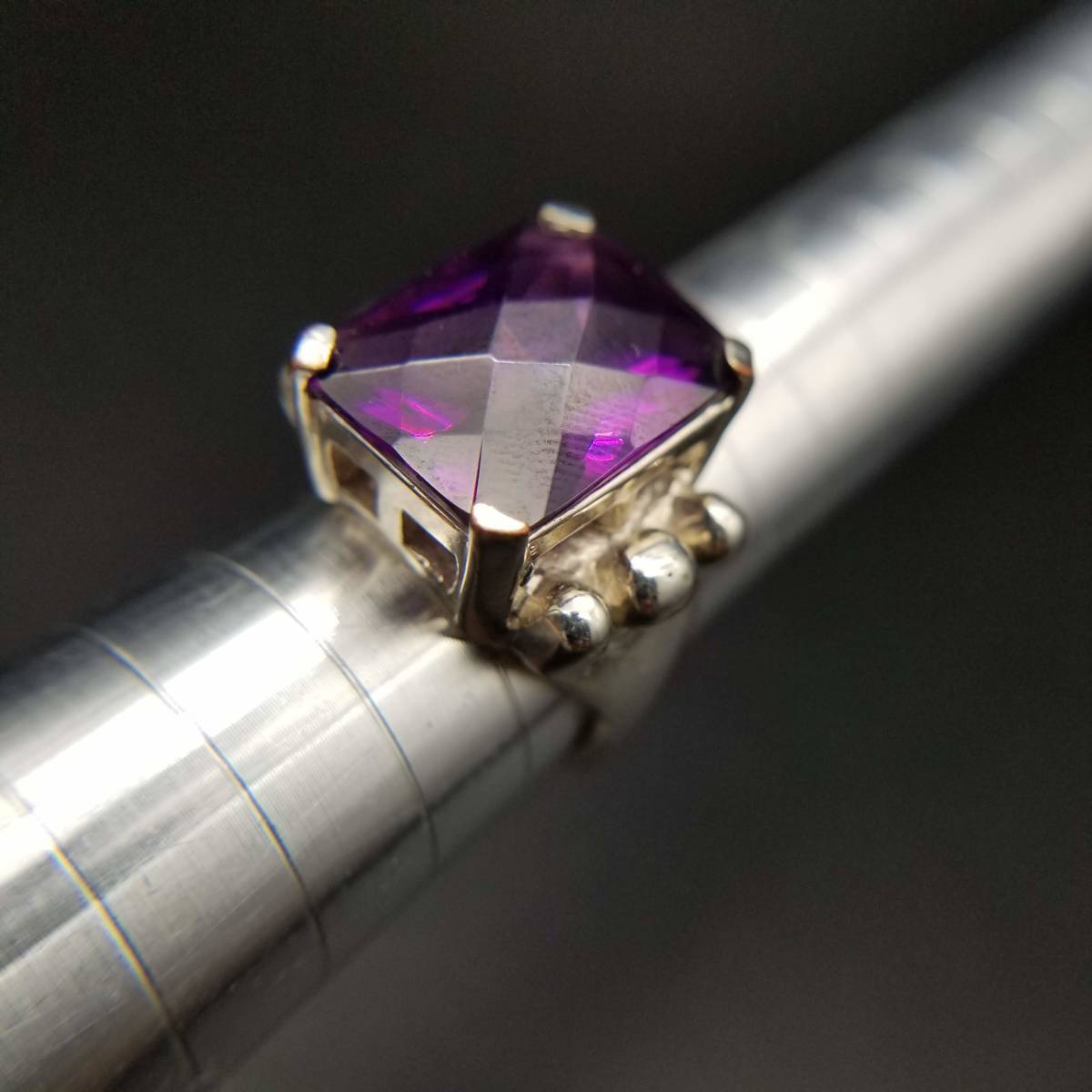 Yahoo!オークション - パープルストーン スクエア インパクト ビンテー...