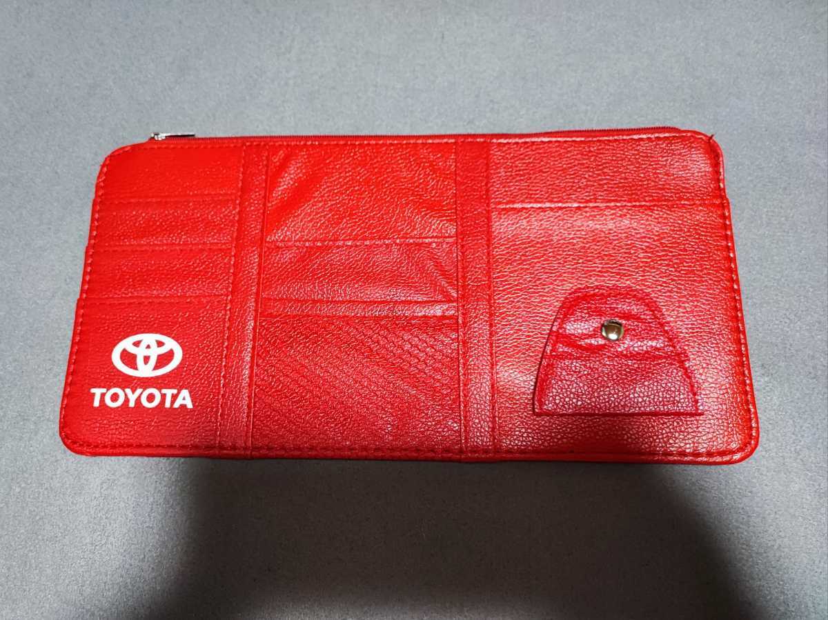 トヨタ サンバイザー収納ケース レッドレザー プリウス クラウン ハリアー アルファード アクア ヤリスクロス ライズ Rav4 86 C