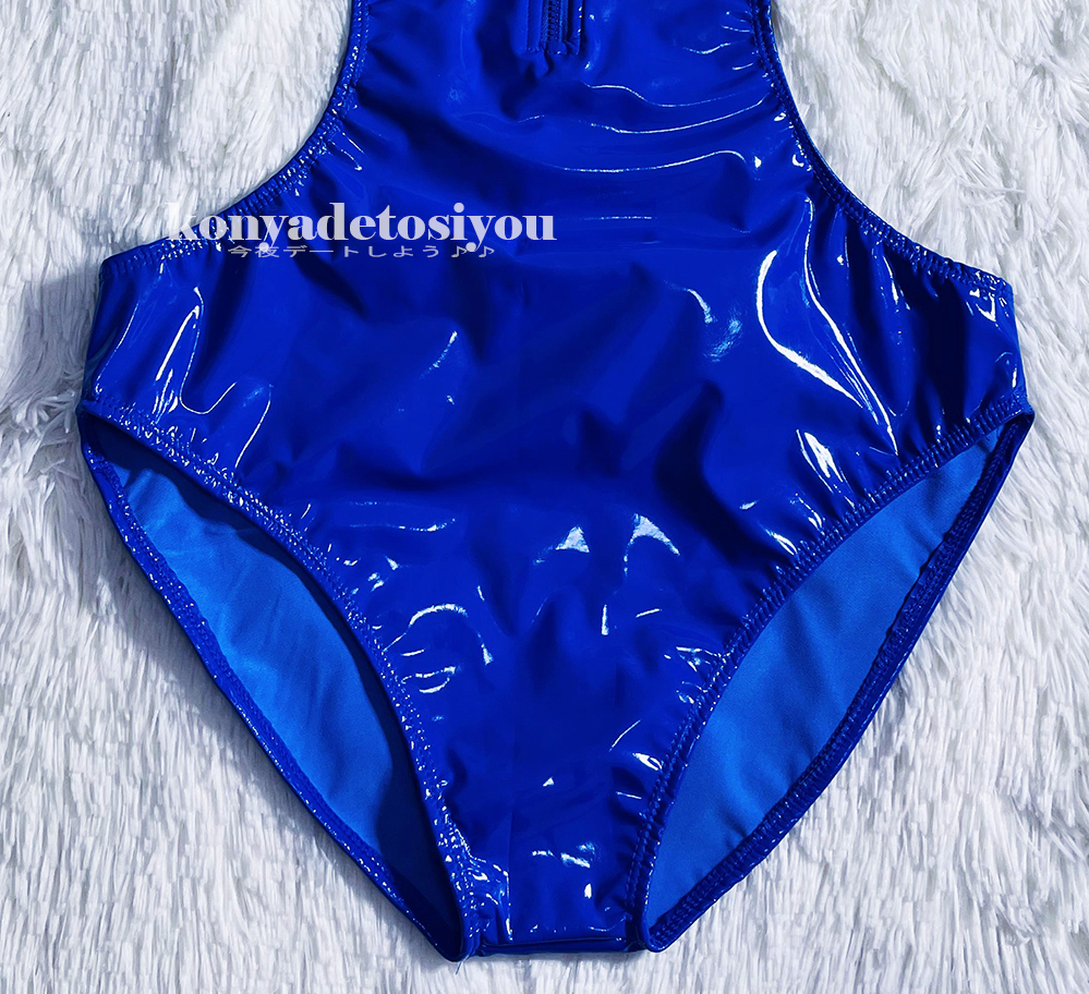 代購代標第一品牌－樂淘letao－送料210円 GN22ブルーEXL 超光沢 PVCラバー製 ハイレグ レオタード コスプレ RQレースクイーン 競泳水着 仮装 撮影会 イベントコスチューム