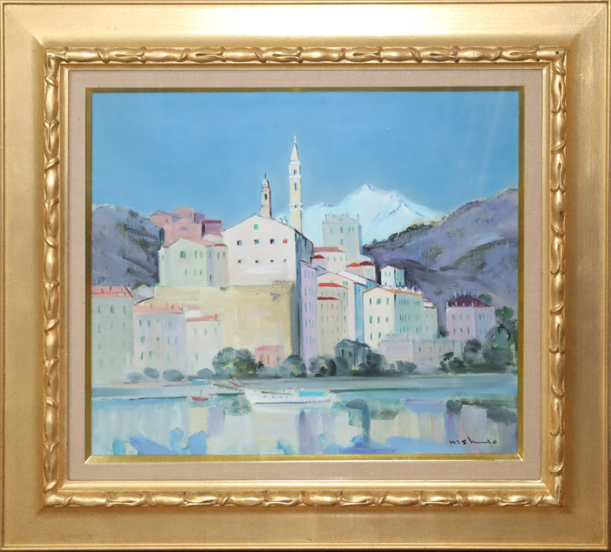 Yahoo!オークション - 真作保証 西尾善積 「国境の街」 油彩8号 日展参...