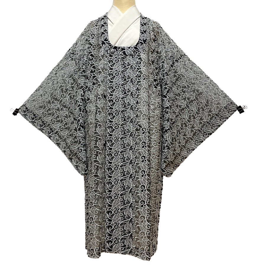 Yahoo!オークション - 化繊 羽織 刺繍 レース 道行コート 夏物 / 裄66c...