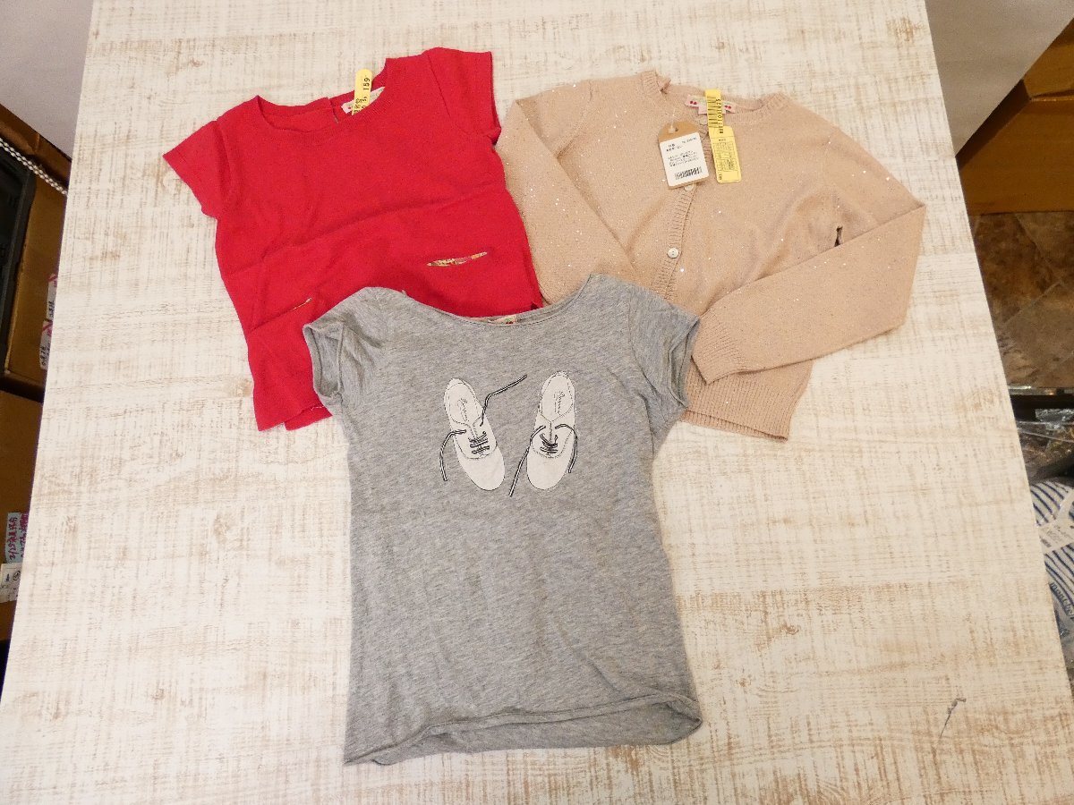 3点セット ポンポアン Bonpoint 長袖カーディガン ノースリーブニット 半袖tシャツ Ks 6 ピンク 赤 グレー Sランク クリ
