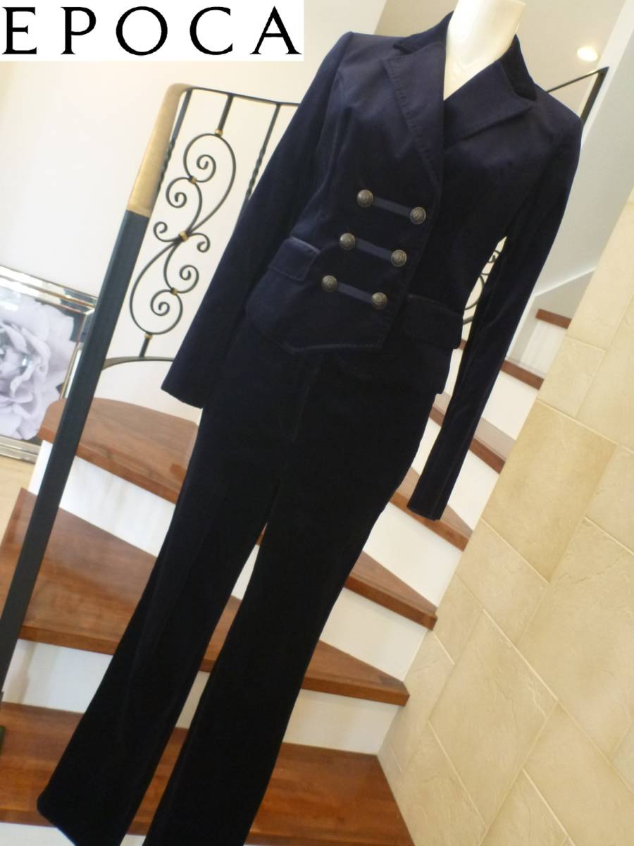 Yahoo!オークション - 8万 超美品 EPOCA エポカ 紺 ネイビー ベロア生...