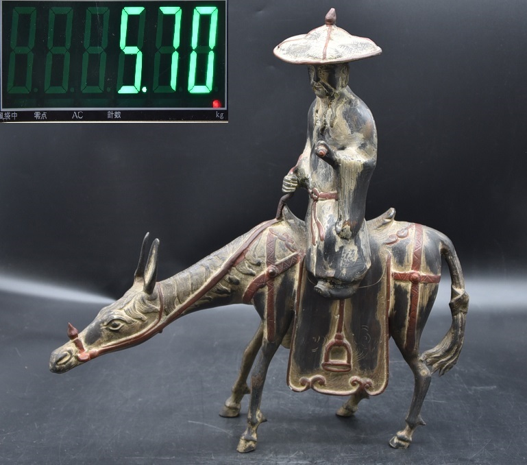 Yahoo!オークション - NY3-32【現状品】のったり香炉 仙人 騎牛香炉 銅...