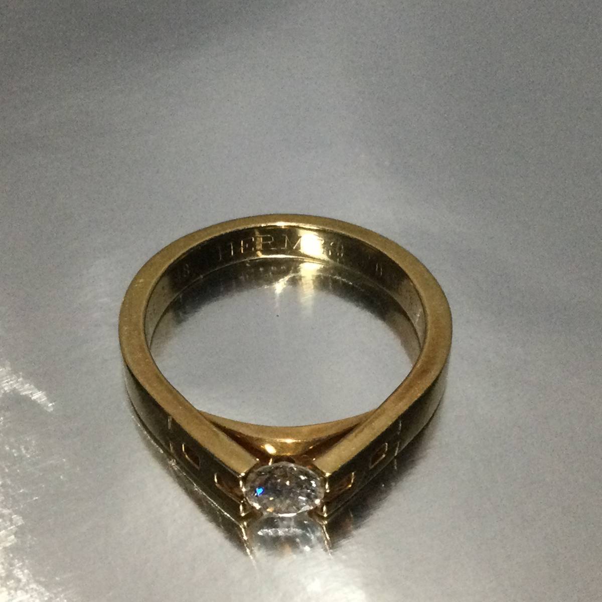 HERMES エルメス ヘラクレスリング 1P ダイヤモンド 0.27ct / VS1 / color E / AU750 刻印 GIA鑑定書付 K18(指輪)｜売買されたオークション情報 ...