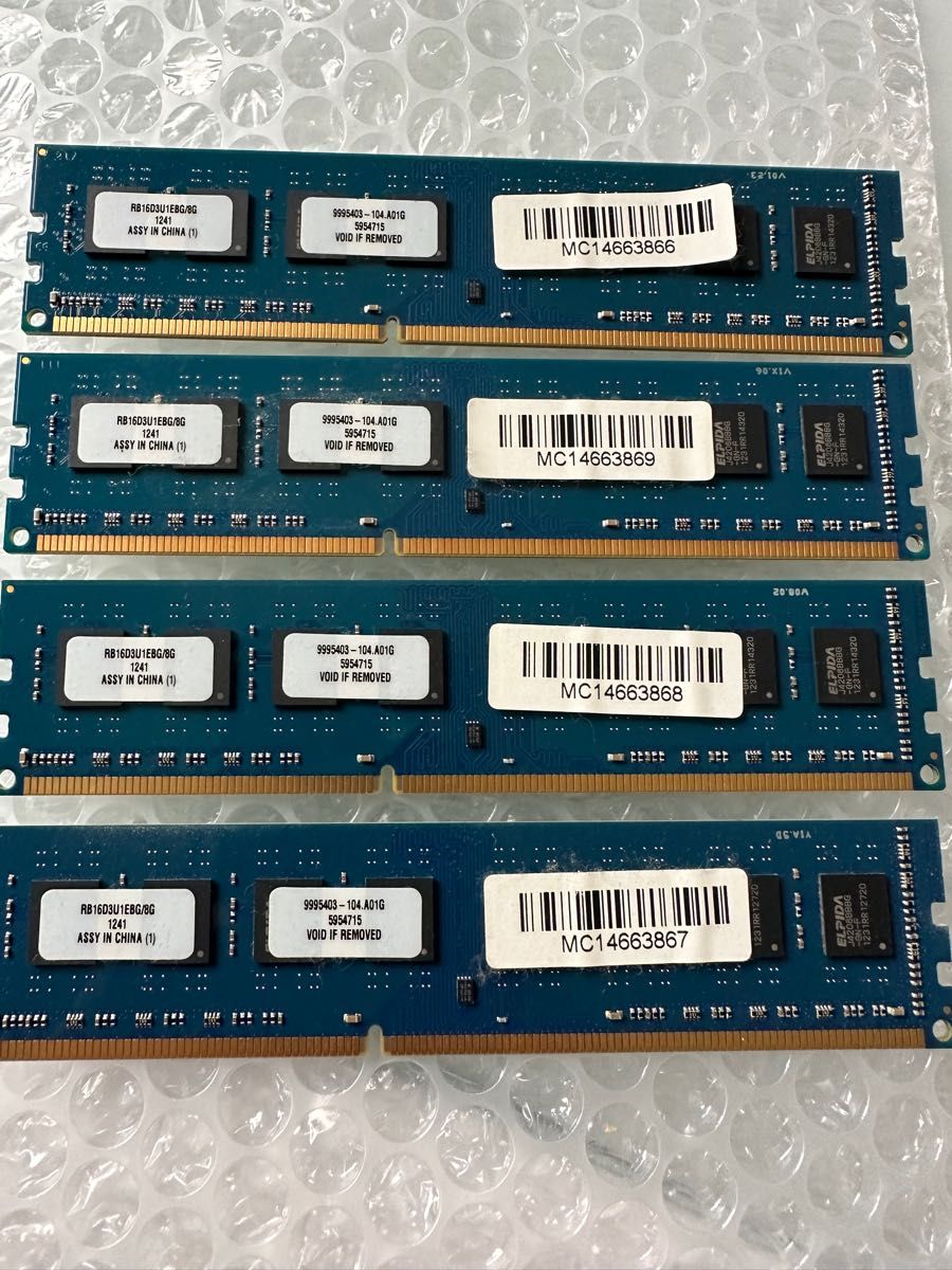 Kingston PC3-12800U (DDR3-1600) 32GB 8GB × 4 240ピン DIMM パソコン用メモリ｜PayPayフリマ