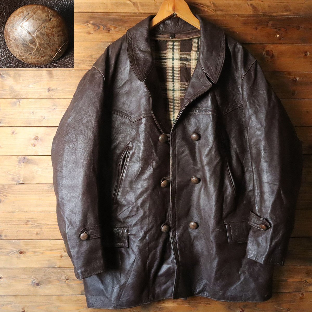 Yahoo!オークション - J1M/s2.20-1 50s~ ビンテージ 本革 レザーカナデ...