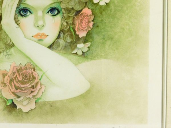 藤田ミラノ Mira Fujita 少女 美人画 人物画 リトグラフ 抒情画 額装 女学生の友 ジュニア文芸 W221000 石版画
